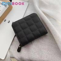 China Small Plaid PU Leather Card Holder Wallet Zipper Clutch Coin Purse for Women 11cm x 10cm for sale