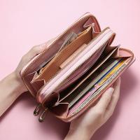 China Women Long PU Leather Wallet Zipper Clutch Bag Anti-Theft 20cm x 10cm for sale