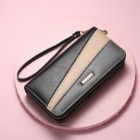 China Women Long PU Leather Wallet Zipper Clutch Bag Anti-Theft 20cm x 10cm for sale