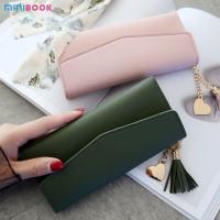 China Solid Colors PU Leather Women Wallets Luxury Long Hasp Fold-over Pattern Coin Purses for sale