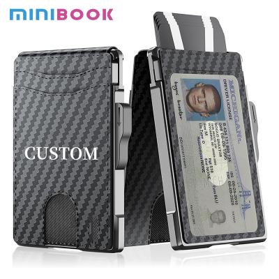 China Slim Genuine Leather RFID Blocking Bifold Wallet with Metal Pop-Up Card Holder Anti-Theft 11cm x 8cm for sale