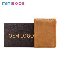 China Minimalist Genuine Leather Bifold Wallet RFID Blocking Custom Logo 11cm x 9cm for sale