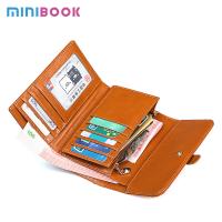 China Women's Genuine Leather Short Wallet Clutch Card Holder Vintage Anti-Theft 14cm for sale