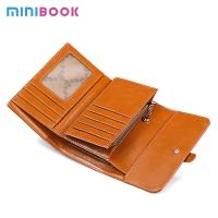 China Women's Genuine Leather Short Wallet Clutch Card Holder Vintage Anti-Theft 14cm for sale