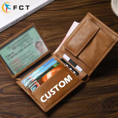 China Men's RFID Genuine Leather Wallet Vintage Short Wallet Anti-Theft 11.5x9cm for sale