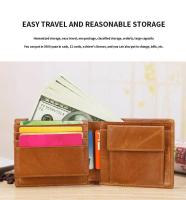 China Men's RFID Genuine Leather Wallet Vintage Short Wallet Anti-Theft 11.5x9cm for sale