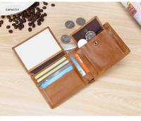 China Men's RFID Genuine Leather Wallet Vintage Short Wallet Anti-Theft 11.5x9cm for sale