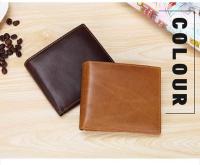 China Men's RFID Genuine Leather Wallet Vintage Short Wallet Anti-Theft 11.5x9cm for sale