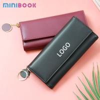 China Custom Logo Women Large Capacity Clutch Wallet 19.5cm PU Leather Fashion Phone Case for sale