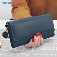China Custom Logo Women Large Capacity Clutch Wallet 19.5cm PU Leather Fashion Phone Case for sale