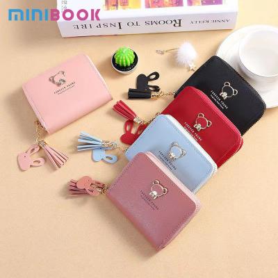 China Mini PU Leather Two Fold Wallet for Women Small Cute Clutch 11cm 8.5cm for sale