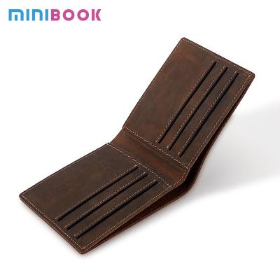 China Genuine Leather Slim Bifold Men's Wallet RFID Blocking 9cm x 11cm for sale