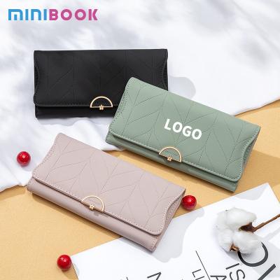 China Women's PU Leather Long Wallet Multifunctional Frosted Design Anti-Theft 19cm for sale
