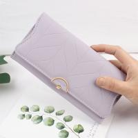 China Women's PU Leather Long Wallet Multifunctional Frosted Design Anti-Theft 19cm for sale