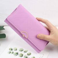 China Women's PU Leather Long Wallet Multifunctional Frosted Design Anti-Theft 19cm for sale