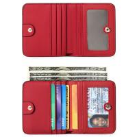 China Small Women's RFID Blocking Bifold Wallet Genuine Leather ID Window 10.5cm x 9cm for sale