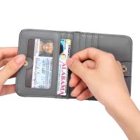 China Small Women's RFID Blocking Bifold Wallet Genuine Leather ID Window 10.5cm x 9cm for sale