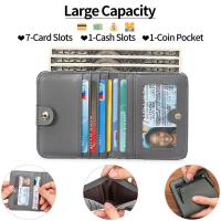 China Small Women's RFID Blocking Bifold Wallet Genuine Leather ID Window 10.5cm x 9cm for sale