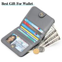 China Small Women's RFID Blocking Bifold Wallet Genuine Leather ID Window 10.5cm x 9cm for sale