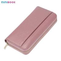 China Genuine Leather Large Clutch Wallet for Women Minimalist Fashion Custom Logo 10 Card Slots for sale