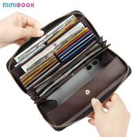 China Genuine Leather Large Clutch Wallet for Women Minimalist Fashion Custom Logo 10 Card Slots for sale