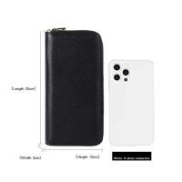 China Genuine Leather Large Clutch Wallet for Women Minimalist Fashion Custom Logo 10 Card Slots for sale