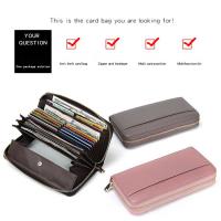 China Genuine Leather Large Clutch Wallet for Women Minimalist Fashion Custom Logo 10 Card Slots for sale