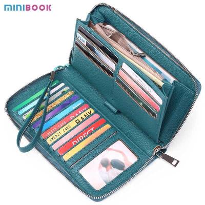 China Large Capacity RFID Blocking Money Clip Credit Card Holder for Women Custom Coin Purse for sale