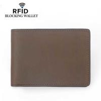 China Black Coffee RFID Blocking Credit Card Holder Crazy Horse Leather Bank Card Wallet 6 Slot for sale