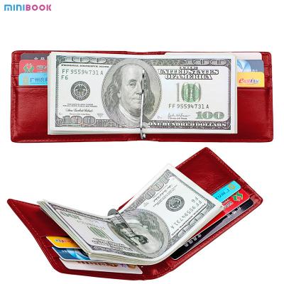 China Men's Genuine Leather Money Clip Wallet RFID Protection Slim Bifold 8 Card Slots for sale