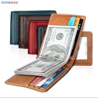 China Men's Genuine Leather Money Clip Wallet RFID Protection Slim Bifold 8 Card Slots for sale