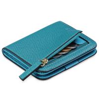 China Anti-Theft Genuine Leather Women's Wallet Short Fashion Three-Fold Coin Purse 8 Card Slots for sale