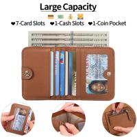 China Anti-Theft Genuine Leather Women's Wallet Short Fashion Three-Fold Coin Purse 8 Card Slots for sale