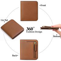 China Anti-Theft Genuine Leather Women's Wallet Short Fashion Three-Fold Coin Purse 8 Card Slots for sale