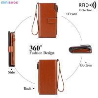 China Large Capacity RFID Women Wallet with Phone Pocket 12 Card Slots PU Leather for sale
