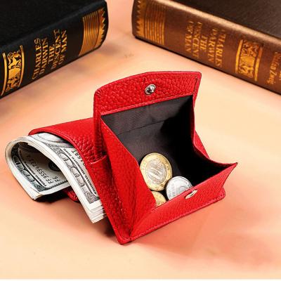 China Genuine Leather Credit Card Wallet for Women Compact Short Purse 2023 8 Card Slots for sale