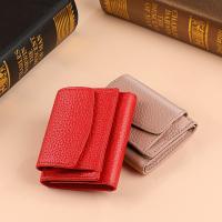 China Genuine Leather Credit Card Wallet for Women Compact Short Purse 2023 8 Card Slots for sale