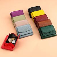 China Genuine Leather Credit Card Wallet for Women Compact Short Purse 2023 8 Card Slots for sale