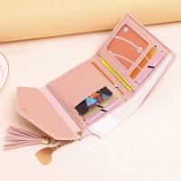 China Women's Compact Bifold Genuine Leather Wallet with ID Card Case Custom Logo 8 Card Slots for sale