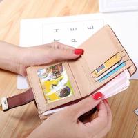 China Custom PU Leather Women Short Wallet with Zipper Closure 8 Card Slots for sale