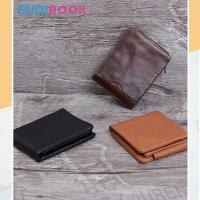 China Genuine Leather Minibook Short Card Holder Wallet Multifunction RFID Blocking 11cm x 9cm for sale