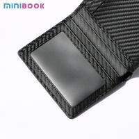 China Custom Minibook Genuine Leather Carbon Fiber Men's Flip Wallet 10.5x9 cm for sale