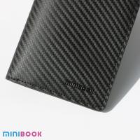 China Custom Minibook Genuine Leather Carbon Fiber Men's Flip Wallet 10.5x9 cm for sale