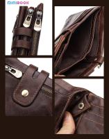 China Genuine Leather Men's Wallet with RFID Blocking 15x10x5cm Custom Logo Coin Pocket for sale