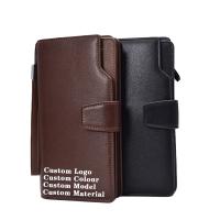 China Minibook PU Leather Men's Long Wallet 19.5cm x 10cm RFID Blocking Business Card Holder for sale