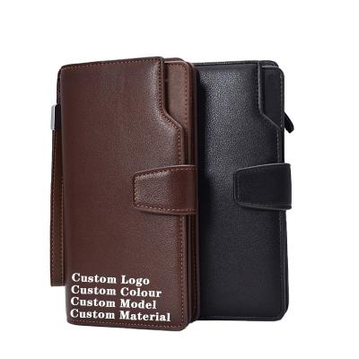 China Minibook PU Leather Men's Long Wallet 19.5cm x 10cm RFID Blocking Business Card Holder for sale