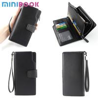 China Minibook PU Leather Men's Long Wallet 19.5cm x 10cm RFID Blocking Business Card Holder for sale
