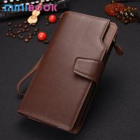 China Minibook PU Leather Men's Long Wallet 19.5cm x 10cm RFID Blocking Business Card Holder for sale