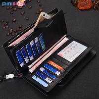 China Minibook PU Leather Men's Long Wallet 19.5cm x 10cm RFID Blocking Business Card Holder for sale