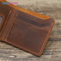 China Genuine Leather Vintage Card Holder Clip Wallet Multifunction Minibook 11.5cm x 8.5cm for sale